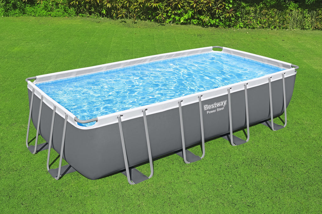 56466 Bestway Power Steel® 18 ft x 9 ft x 4 ft Rectangular Pool Set ...