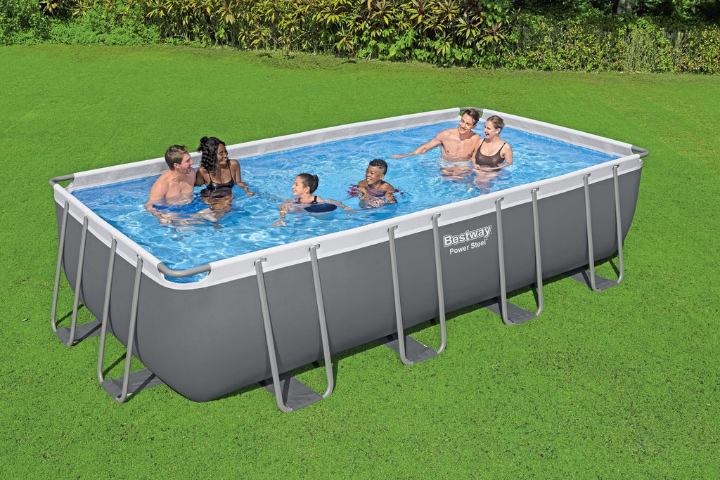 56466 Bestway Power Steel® 18 ft x 9 ft x 4 ft Rectangular Pool Set ...